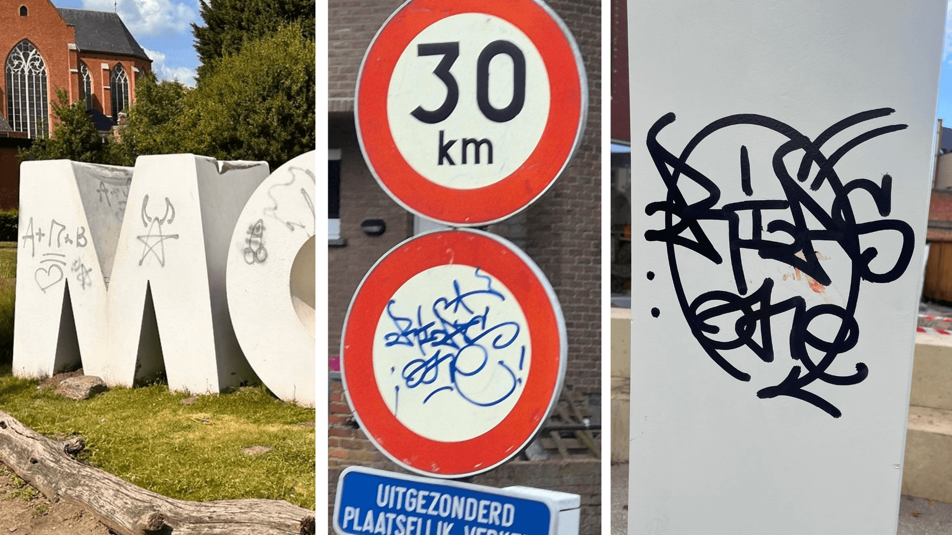 Politie en gemeente Mol zoeken dader van graffititags: "Geen kunst maar ...