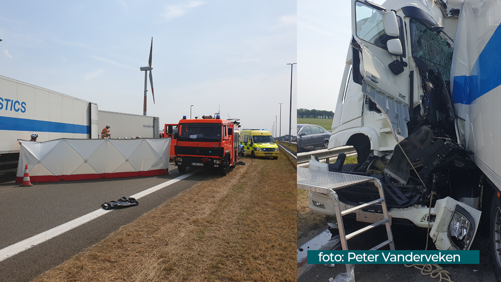 E19 in Meer volledig versperd door ongeval met drie vrachtwagens | RTV