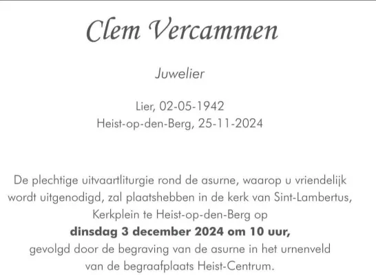 Bekende juwelier Clem Vercammen overleden | RTV
